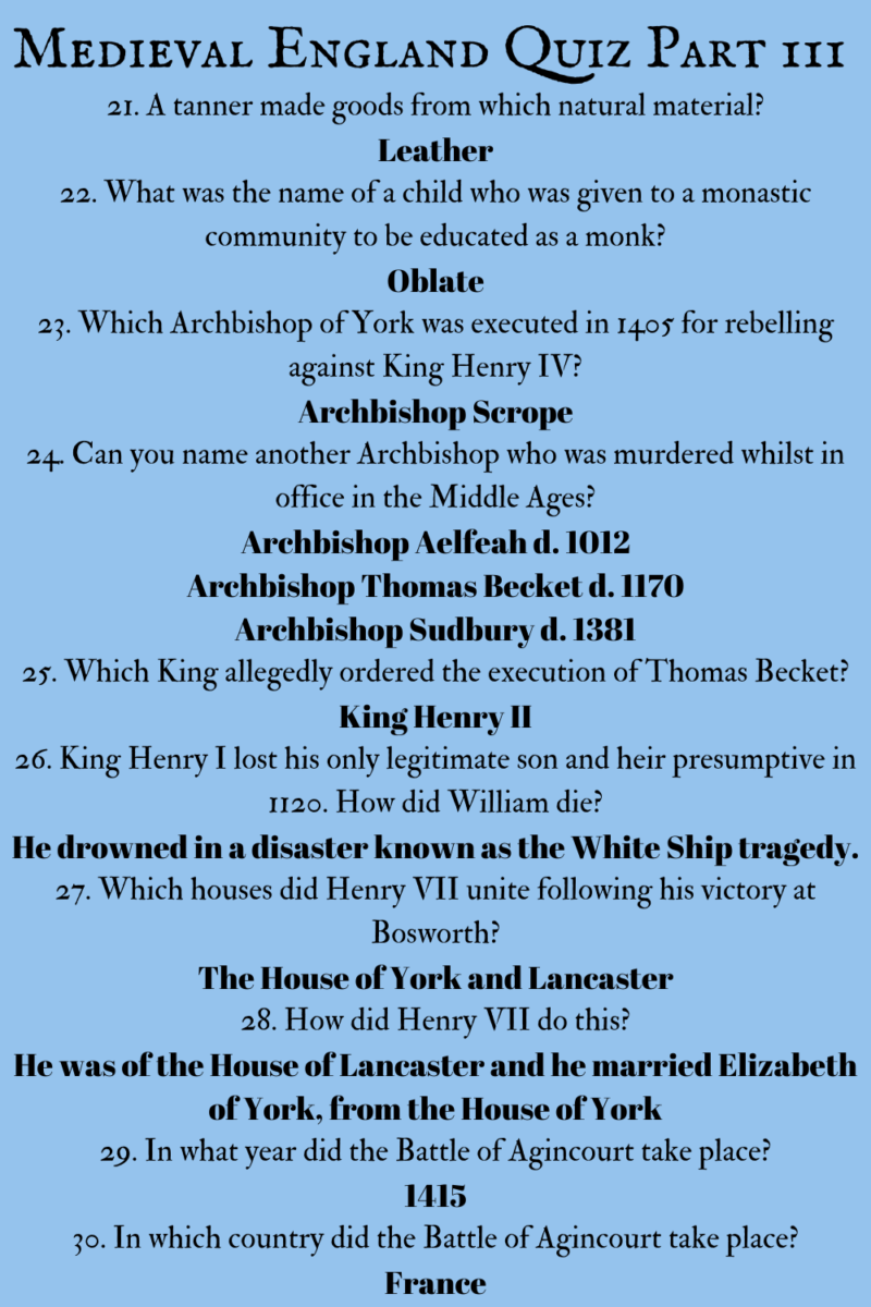 Medieval England Quiz - MancHistorian
